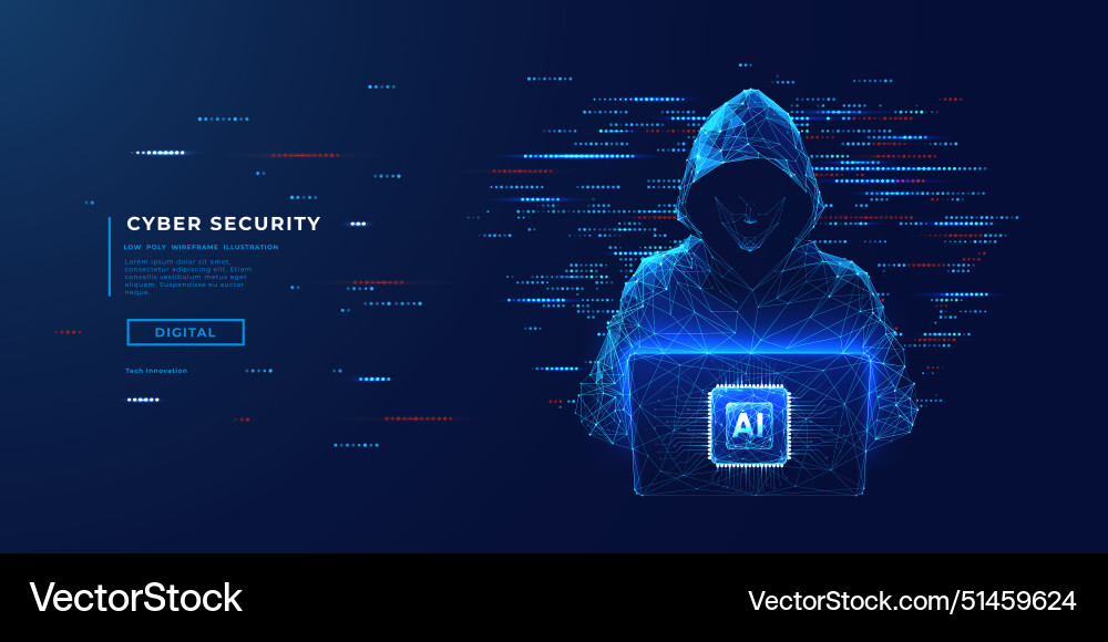 Abstract digital anonymous hacker with light blue Vector Image