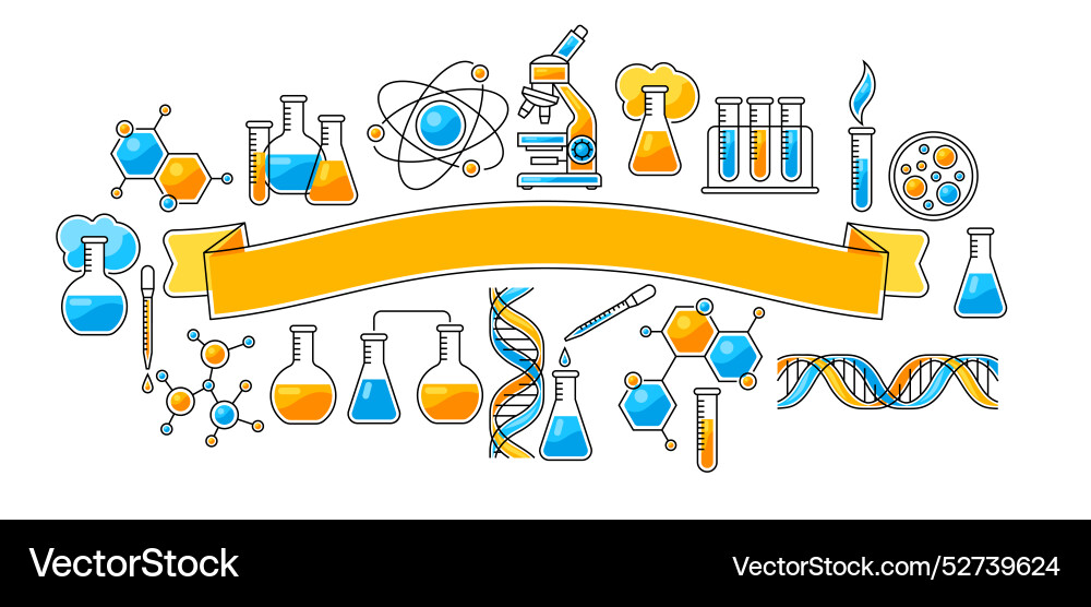 Background with science items medical concept Vector Image