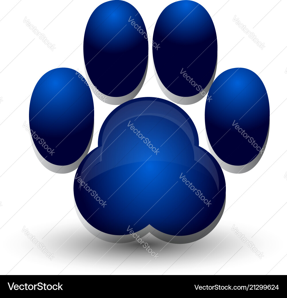Blue Dog Paw Print Icon Royalty Free Vector Image