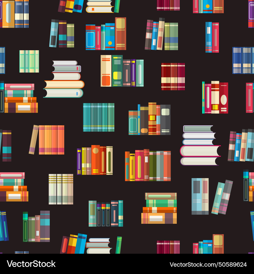 Books seamless design in flat style Royalty Free Vector
