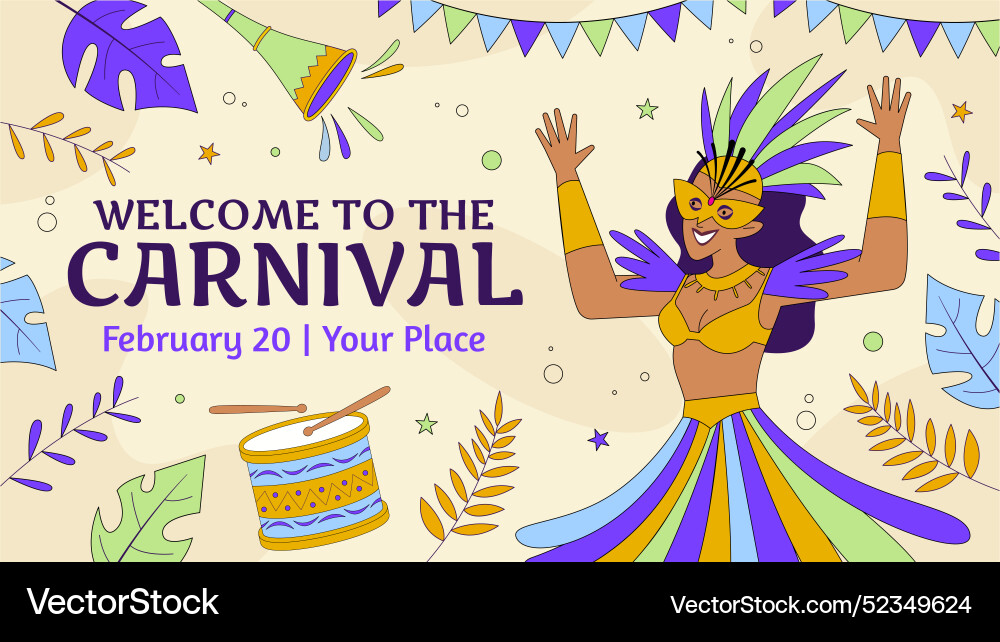 Carnival celebration youtube thumbnail Royalty Free Vector
