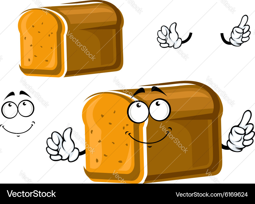 Cartoon whole grain bread character Royalty Free Vector