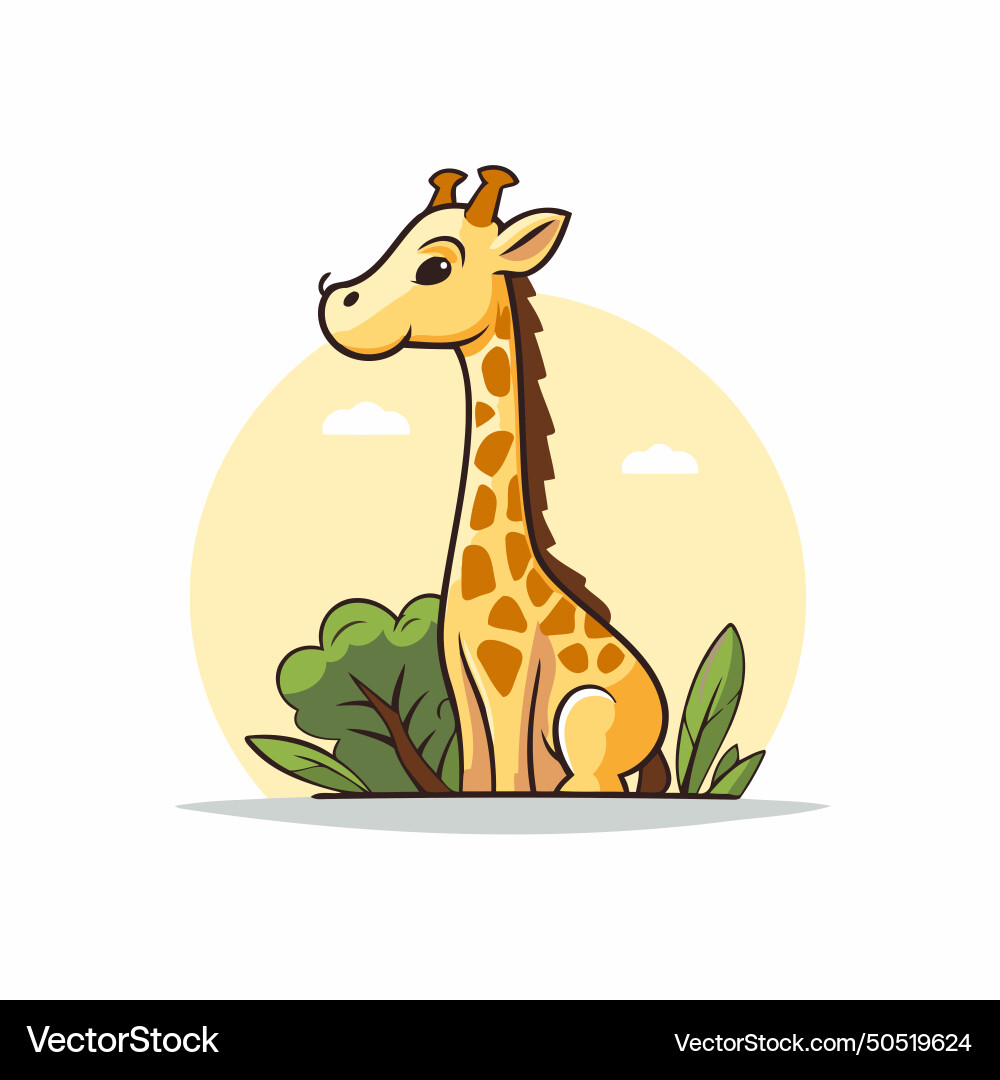 Giraffe flat design style cartoon icon Royalty Free Vector