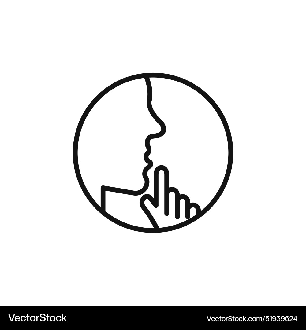Keep silence icon logo sign outline Royalty Free Vector