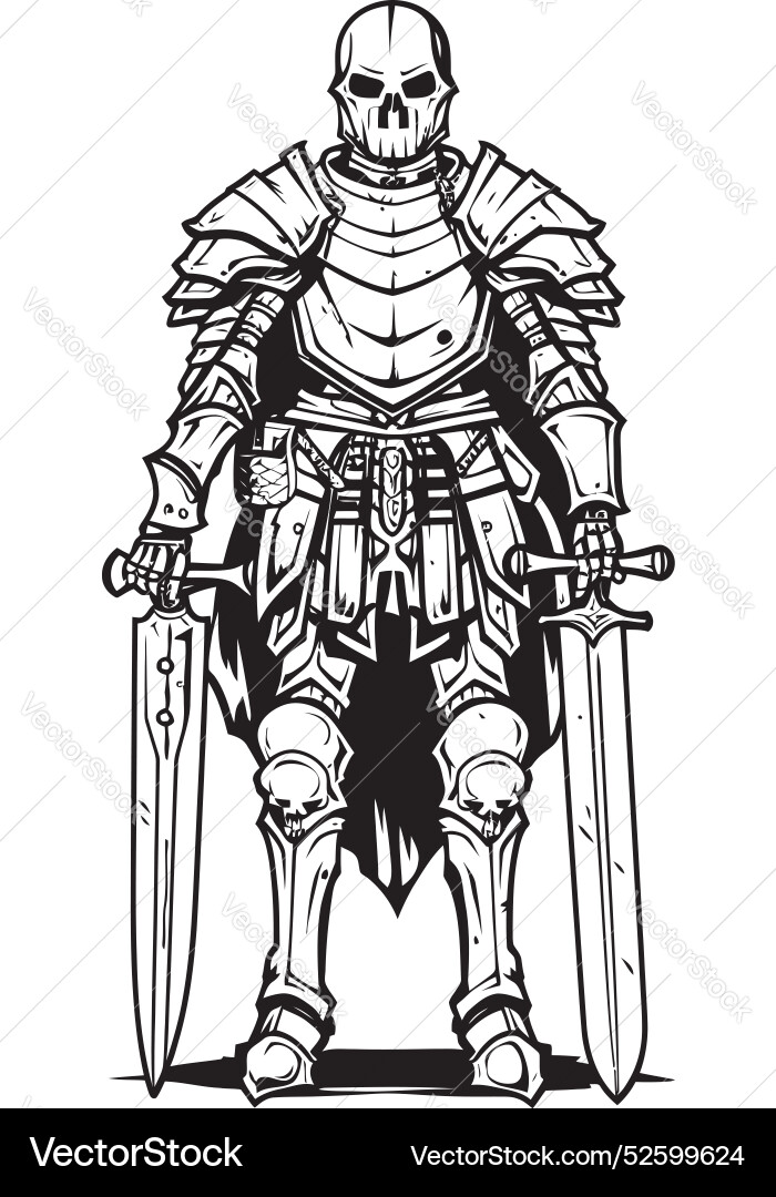 Phantom champion skeleton knight logo design Vector Image