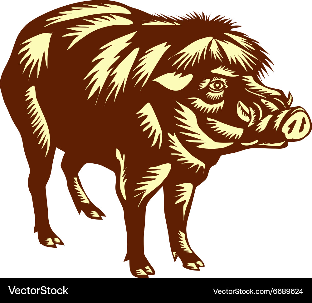 Philippine warty pig woodcut Royalty Free Vector Image