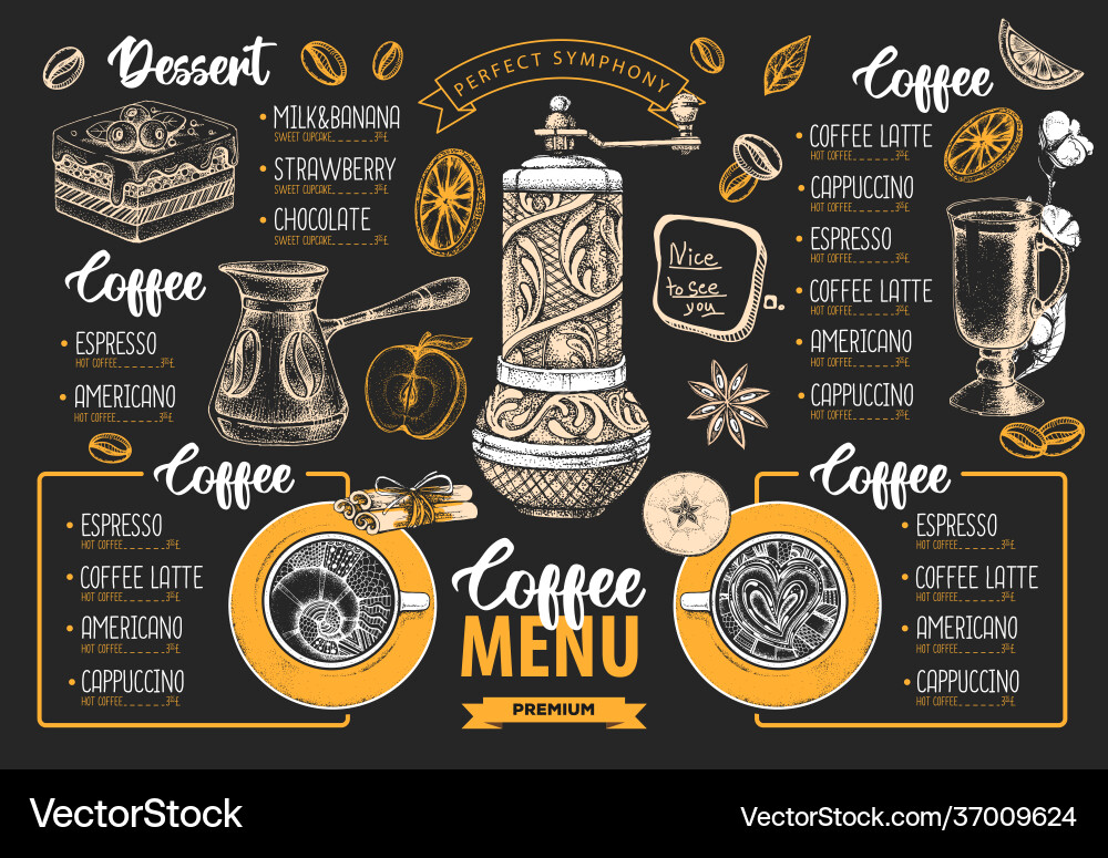 Restaurant coffee menu design decorative sketch Vector Image