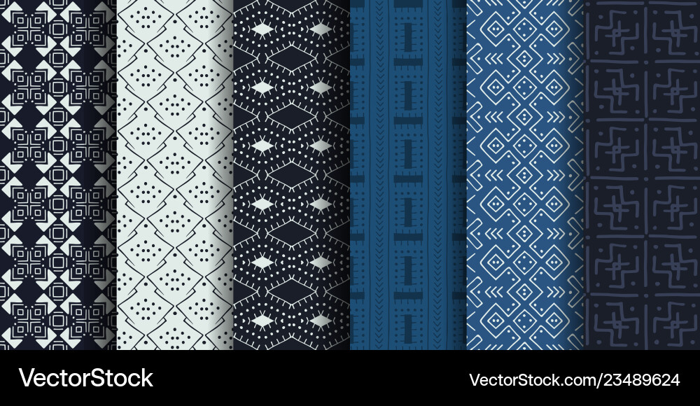 Set of african ethnic seamless patterns Royalty Free Vector