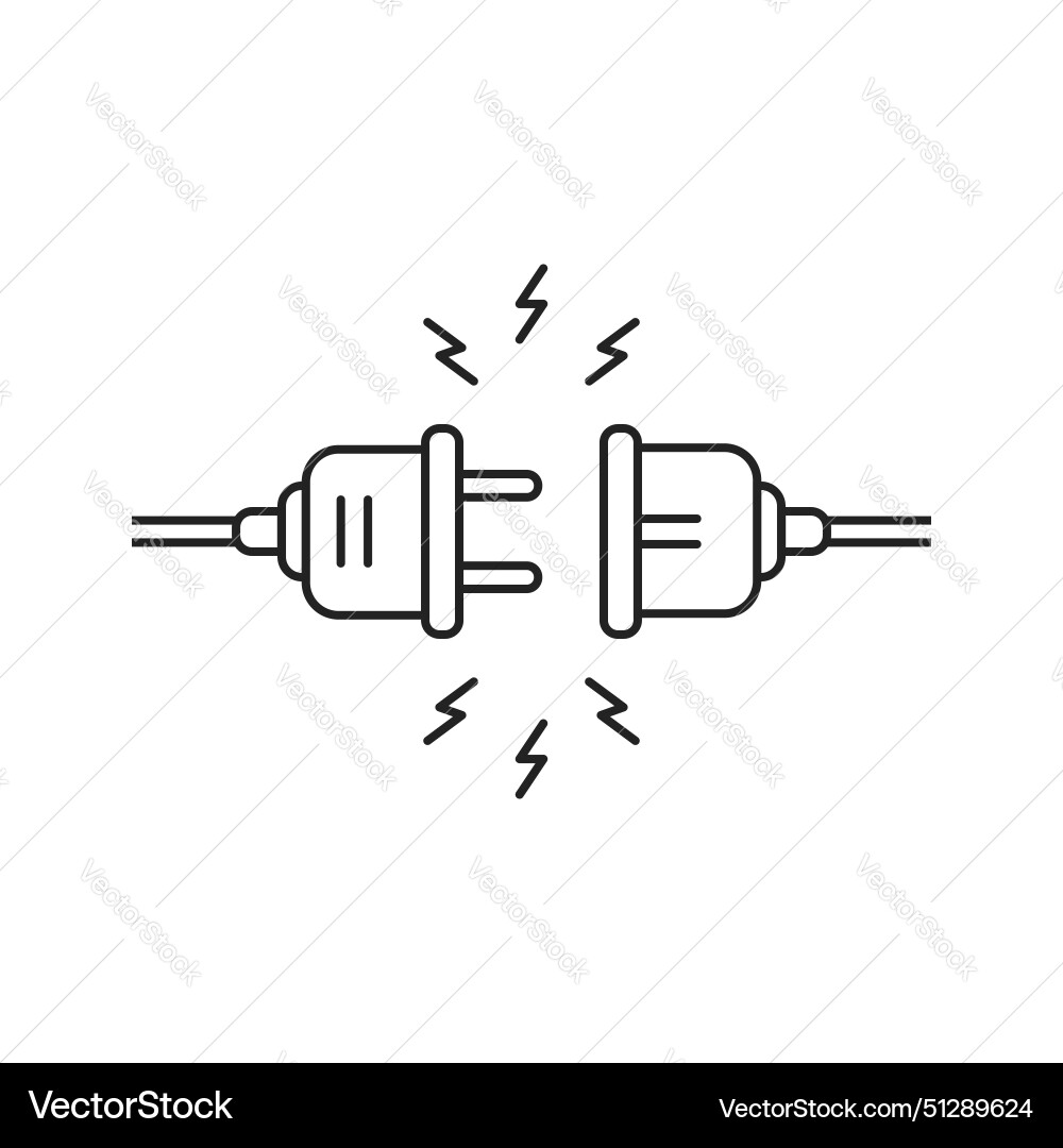 Simple electric plug and socket thin line icon Vector Image
