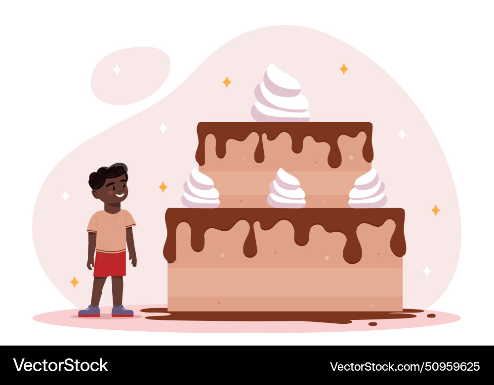 Boy with cake Royalty Free Vector Image - VectorStock