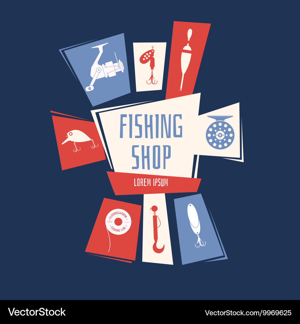 Fishing shop background Royalty Free Vector Image