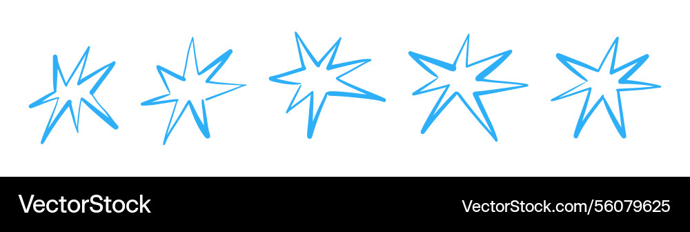 Hand-drawn star icons with crayon texture playful Vector Image