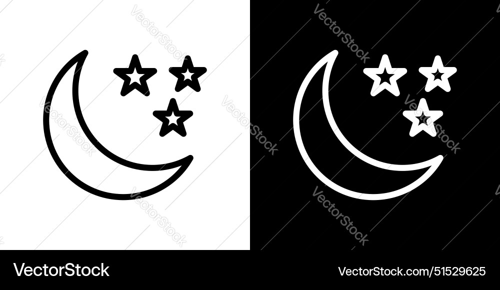 Moon stars icon set night with symbol Royalty Free Vector
