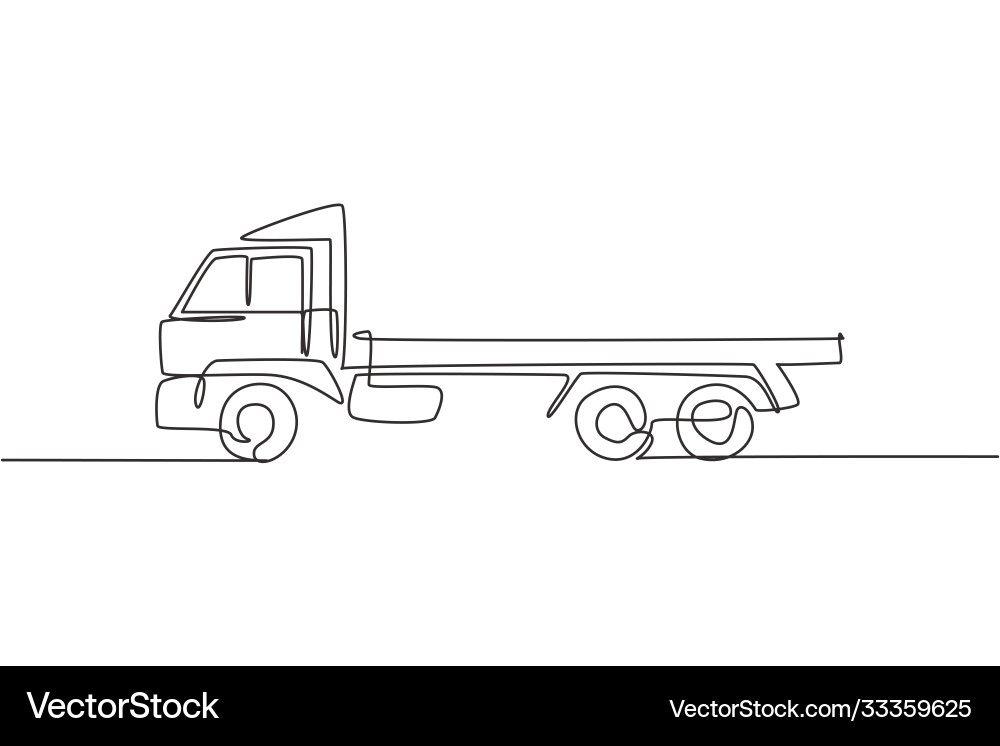 One continuous line drawing long trailer truck Vector Image
