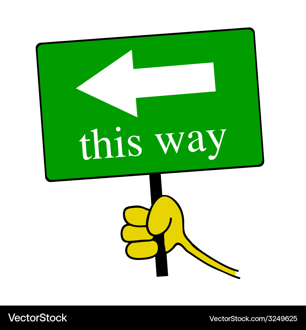 This way signboard with hand color Royalty Free Vector Image
