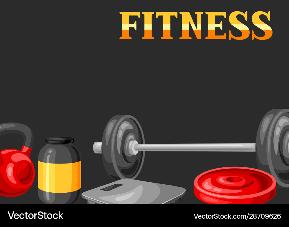 Background with fitness equipment Royalty Free Vector Image