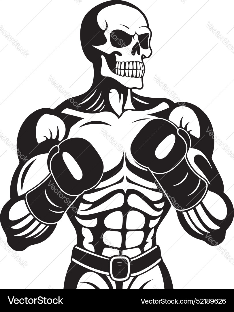 Bone buster skeleton boxing black logo icon skull Vector Image