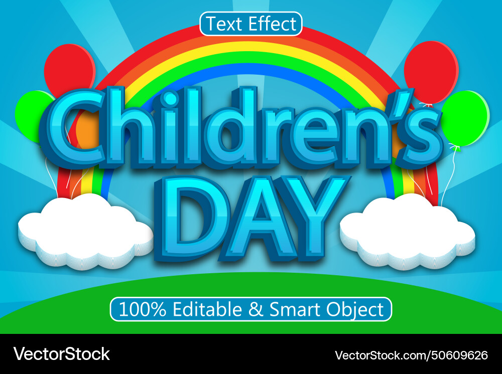 Children day editable text effect 3 dimension Vector Image