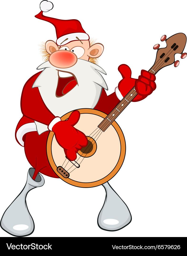Cute santa claus and banjo Royalty Free Vector Image