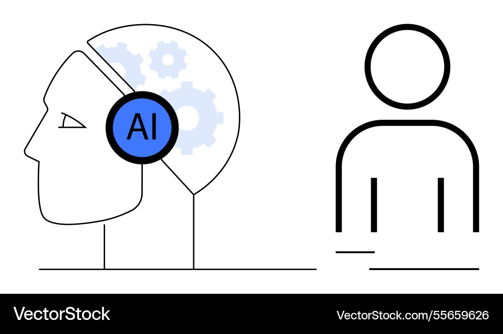 Human and artificial intelligence collaboration Vector Image