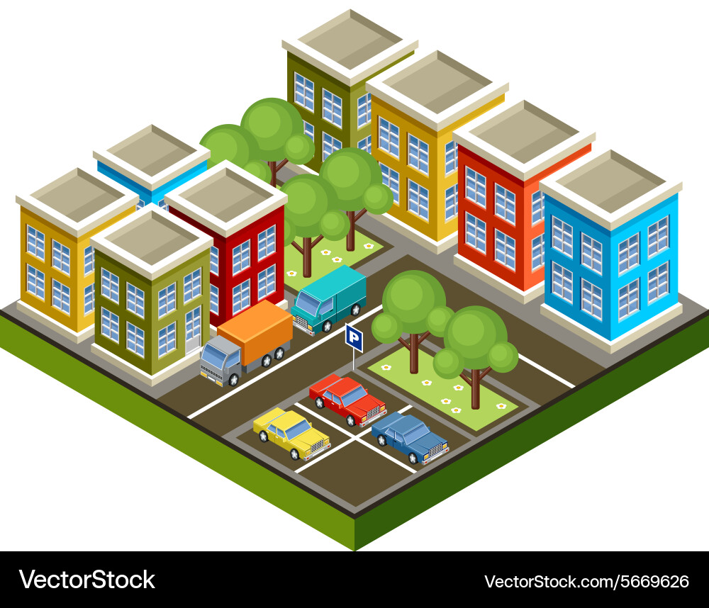 Isometric city Royalty Free Vector Image - VectorStock