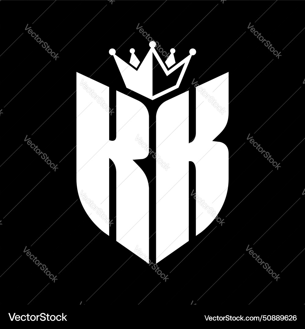 Kk letter monogram with shield shape crown Vector Image