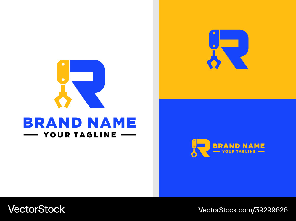Letter r logo robot arm editable Royalty Free Vector Image