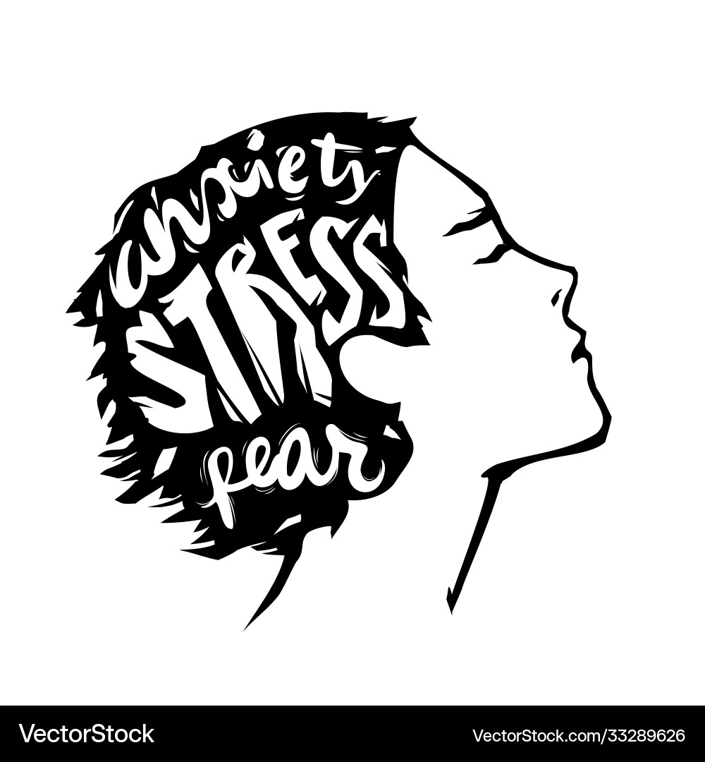 Profile head with strees fear anxioety Royalty Free Vector