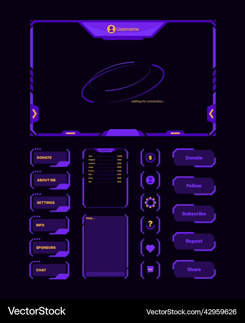 Stream ui templates futuristic designs frames Vector Image