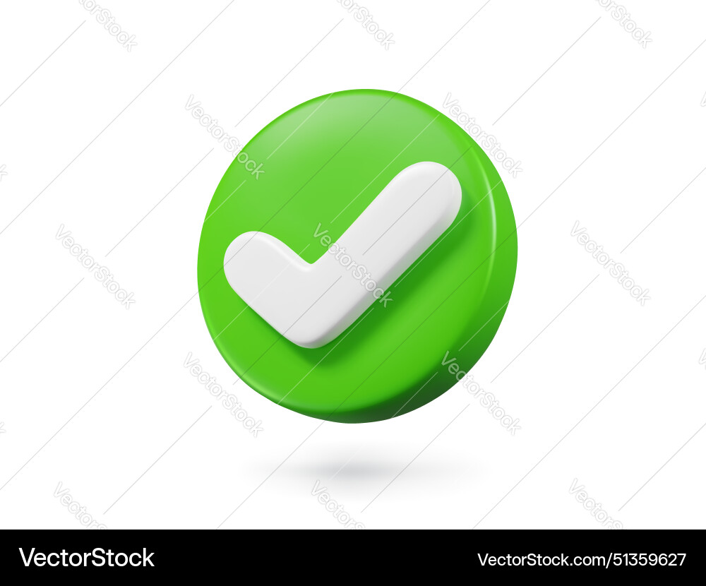 3d check icon checklist tick done mark Royalty Free Vector