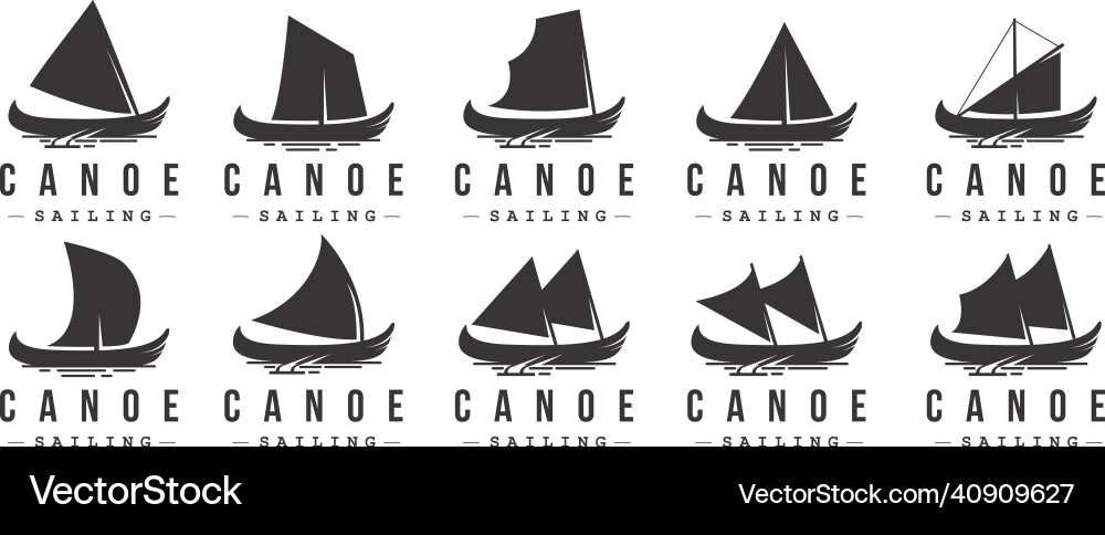 Canoe Sail Logo Icons Royalty Free Vector Image