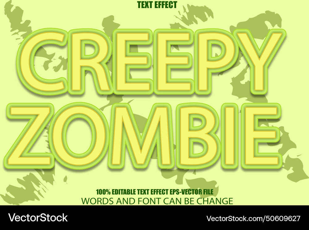 Creepy zombie editable text effect 3d cartoon Vector Image