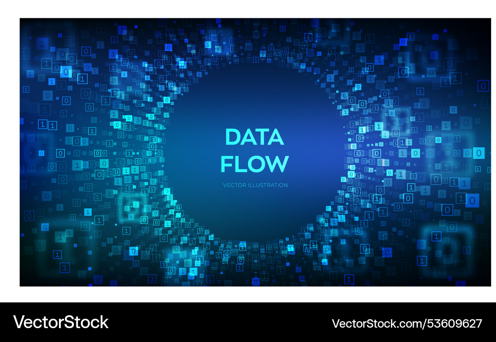 Data flow binary data flow tunnel virtual tunnel Vector Image