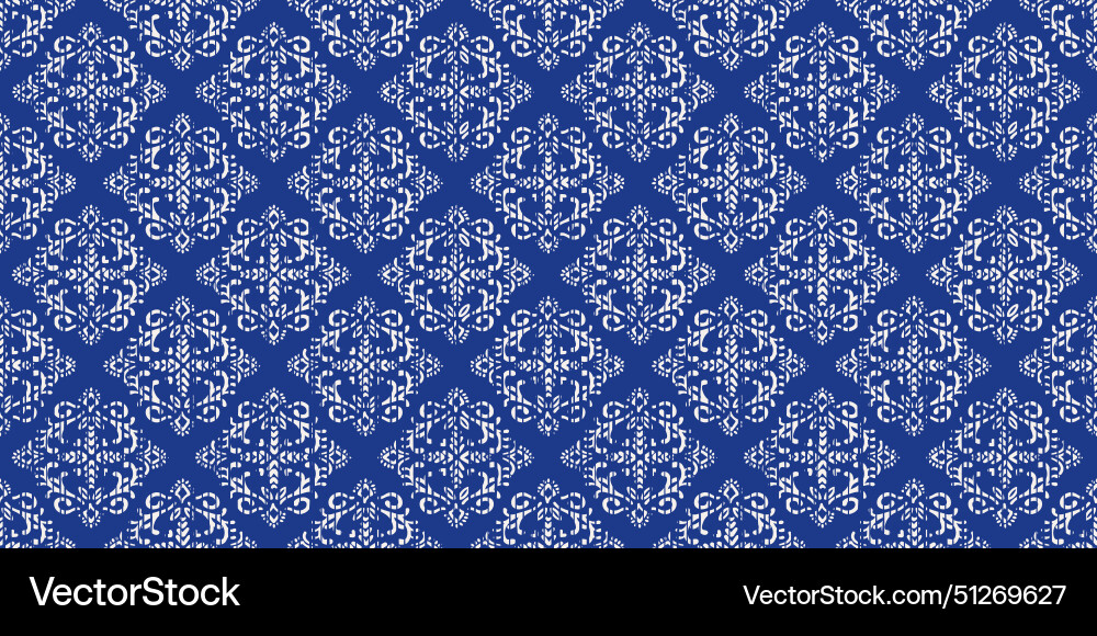 Ethnic blue seamless patterns with plant Vector Image