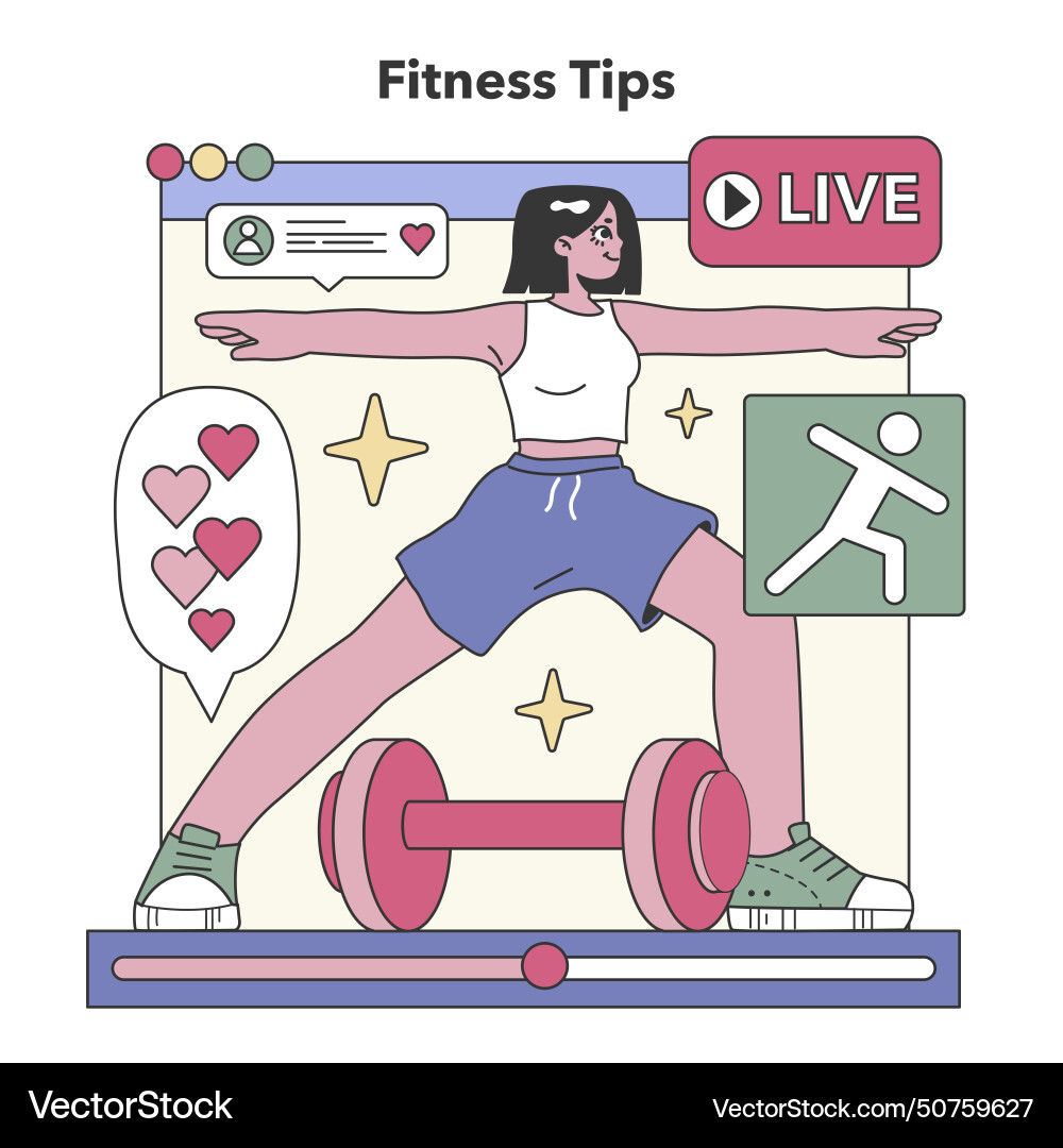 Fitness tips theme flat Royalty Free Vector Image