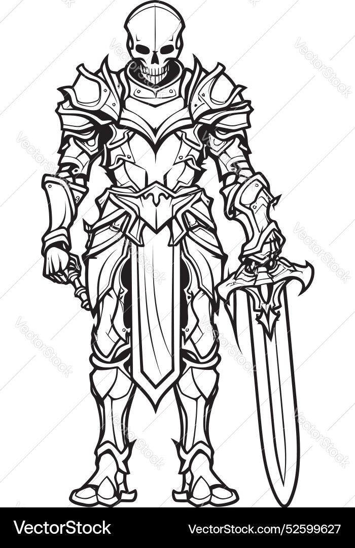 Haunted sentinel skeleton knight logo design Vector Image