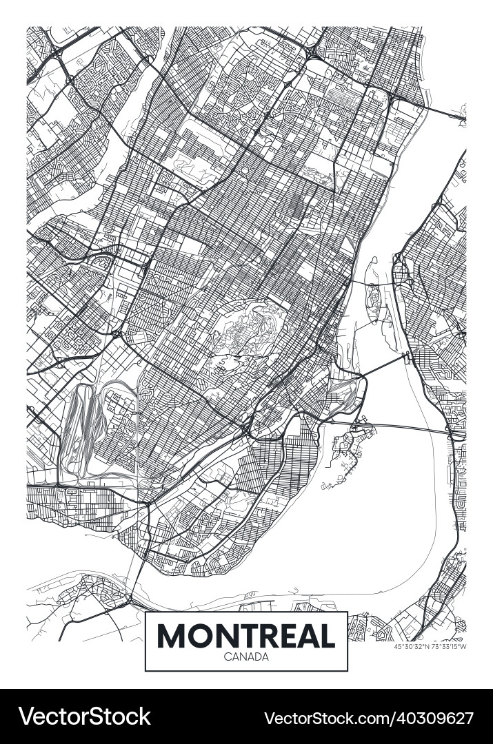 Montreal City Map - Detailed Skyline Royalty Free Vector