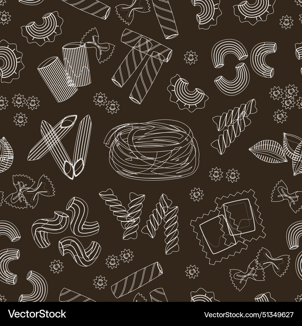 Pasta pattern seamless texture with white hand Vector Image