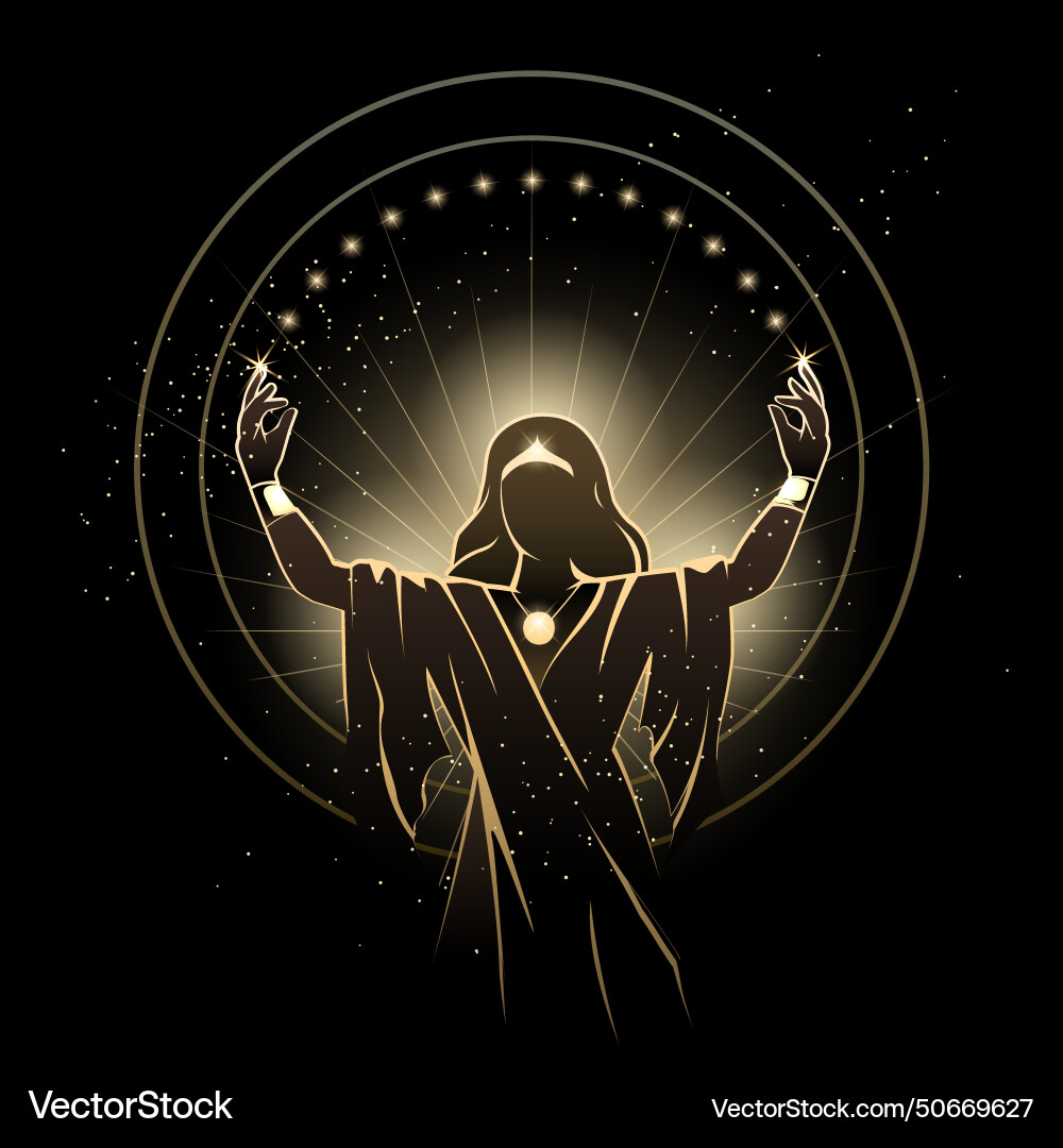 Priestess fortune teller makes magic ritual Vector Image