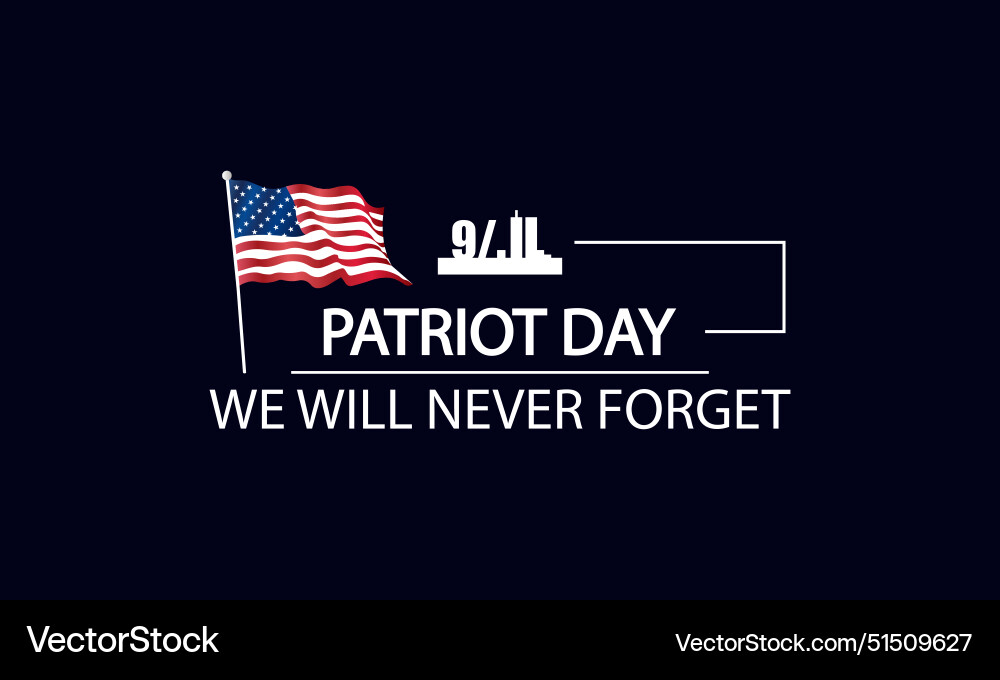 Reflecting on 911 a tribute text and flag design Vector Image