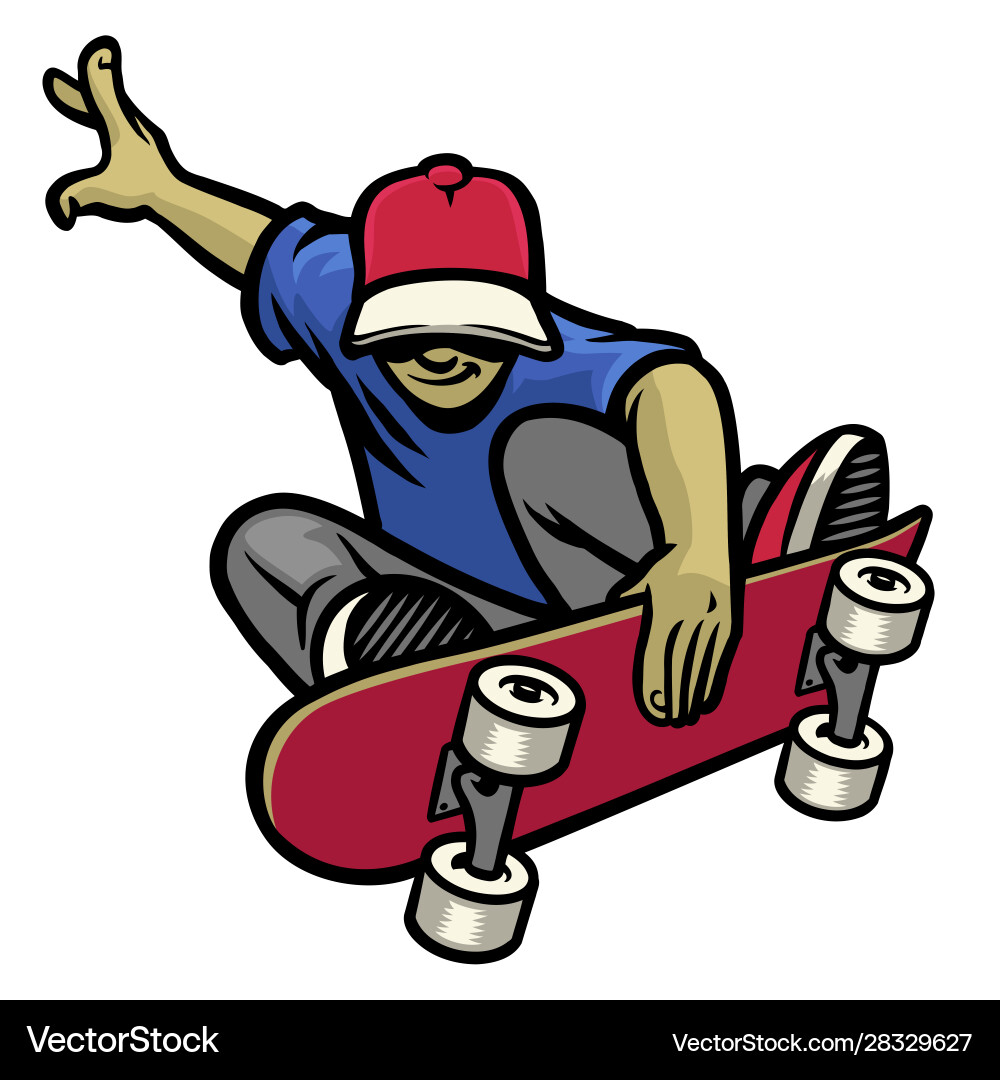 Sakter in action playing his skateboard Royalty Free Vector