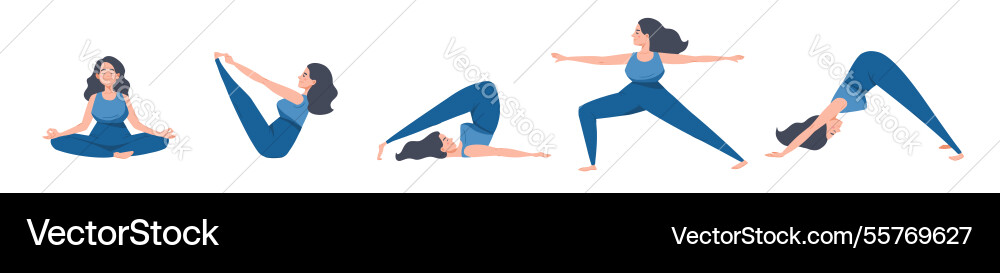Woman practicing yoga workout poses Royalty Free Vector
