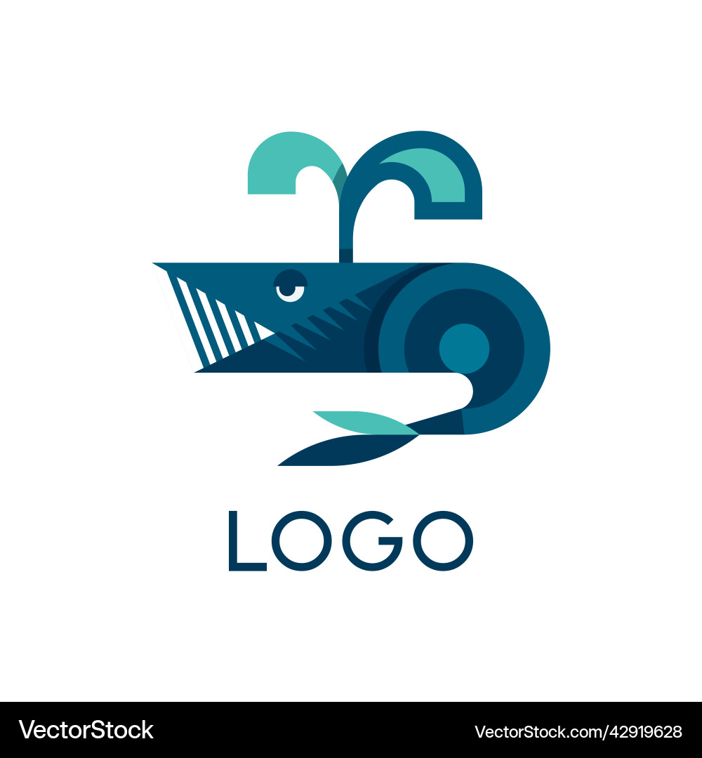 Blue whale logo design icon or clipart Royalty Free Vector