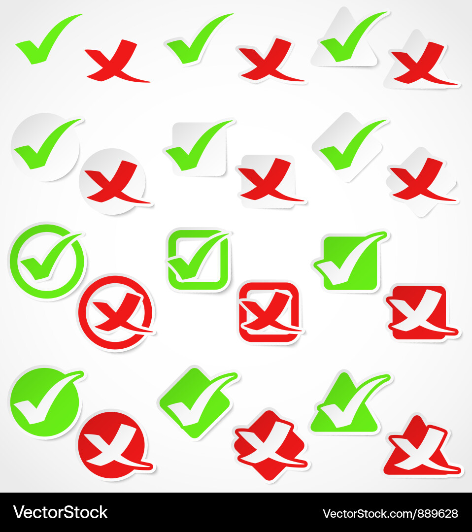 Check mark stickers Royalty Free Vector Image - VectorStock