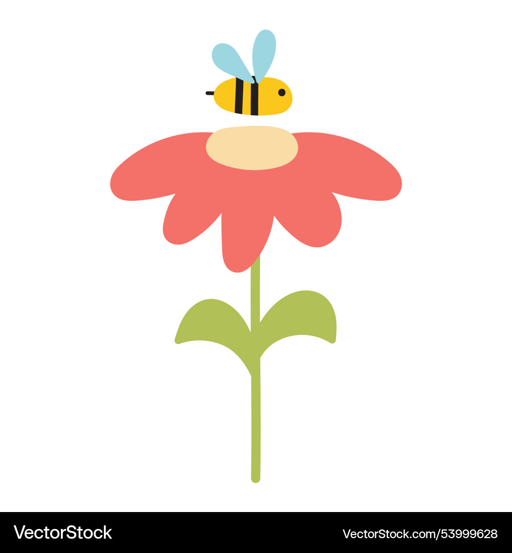 Cute bee and a flower print Royalty Free Vector Image
