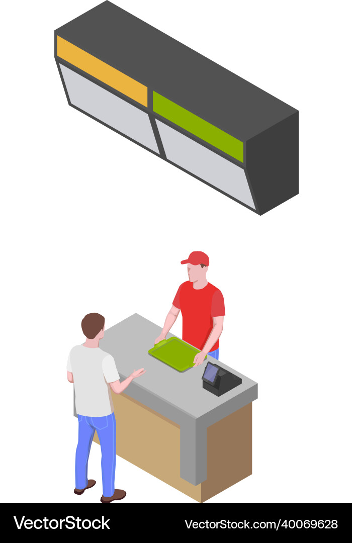 Food court counter composition Royalty Free Vector Image