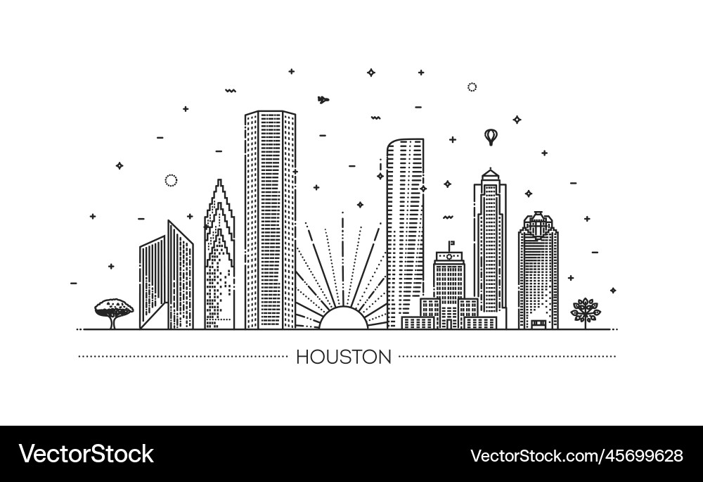 Houston city skyline Royalty Free Vector Image