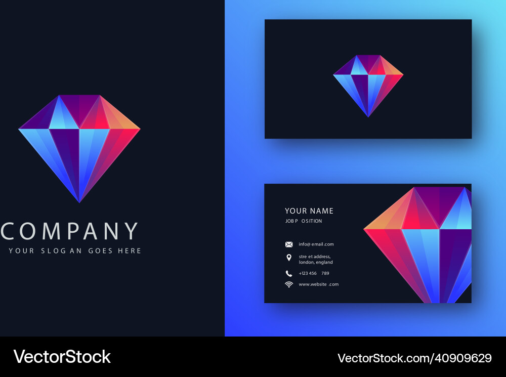 Abstract diamond logo icon and business card Vector Image