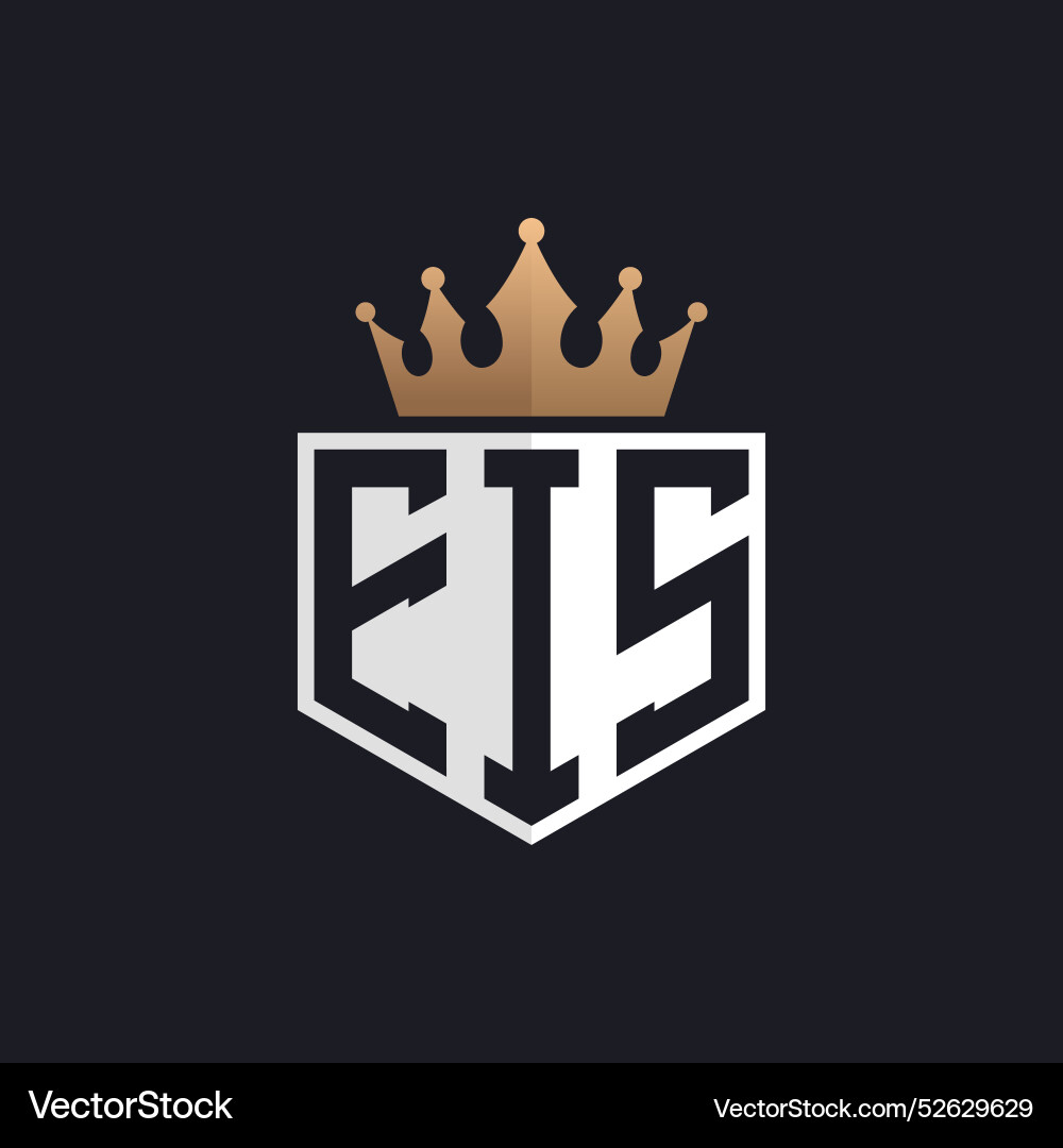 Luxury eis logo with crown elegant initials Vector Image