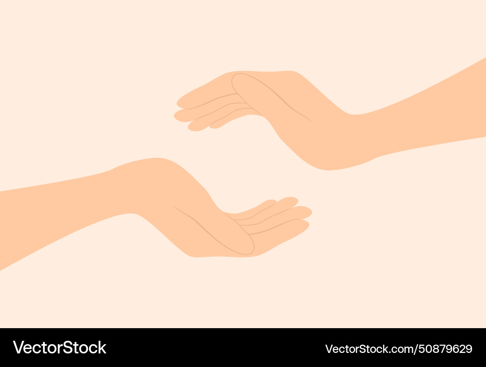 Two hands reach towards each other support Vector Image